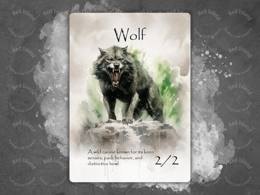 WOLF Watercolor Art Token for MTG and Other Trading Card Games, Single ...