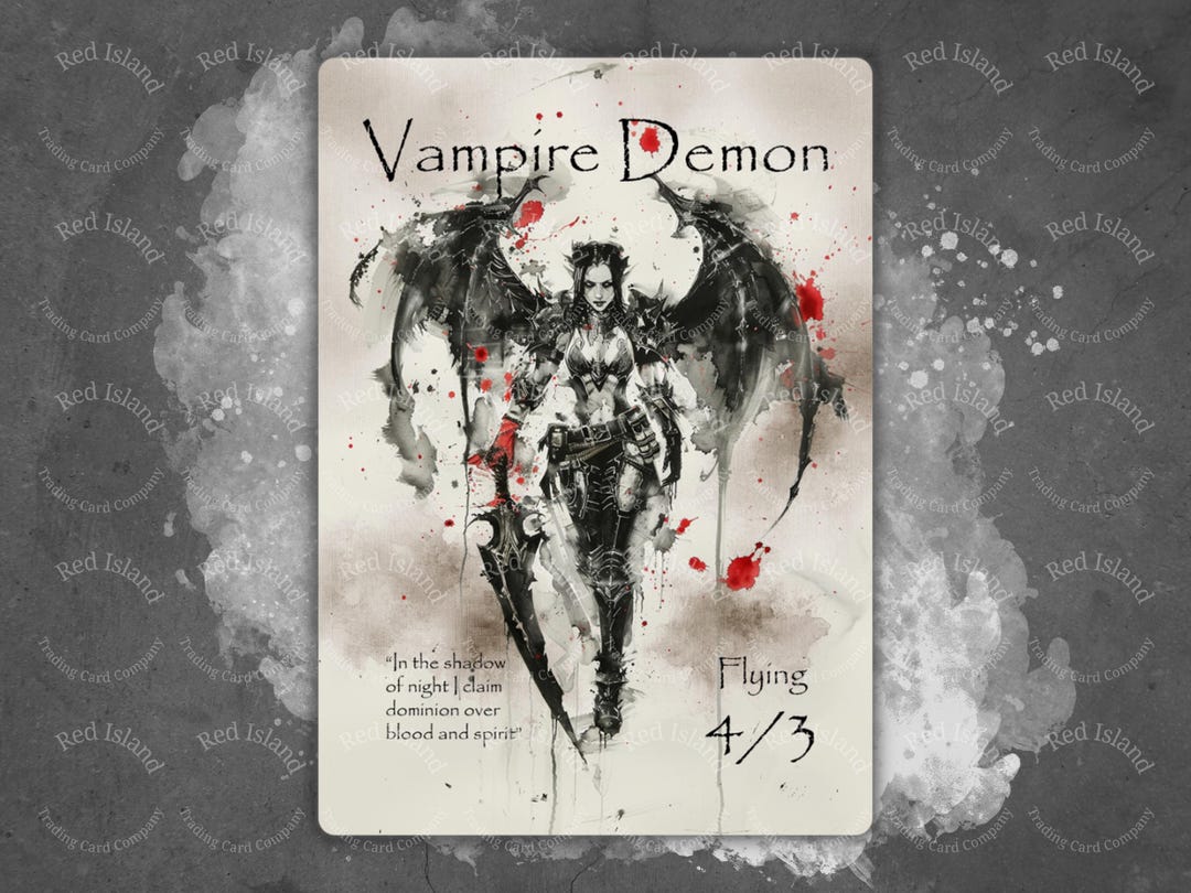 VAMPIRE DEMON (flying) Watercolor Art Token for MTG and Other Trading ...