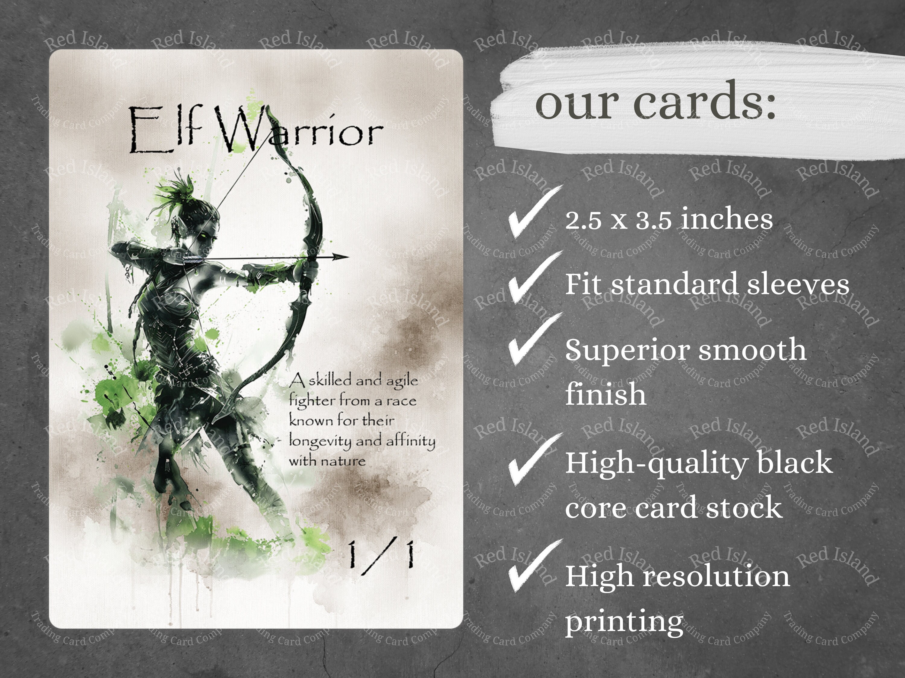 ELF WARRIOR Watercolor Art Token for MTG and Other Trading Card Games ...