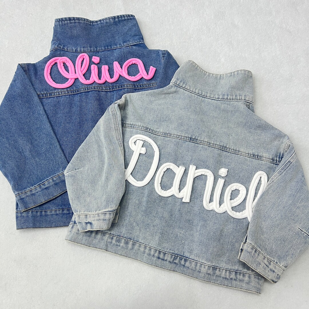 Personalized Kids Patchs Jean Jacket, Custom Girls Toddler Name Letter ...