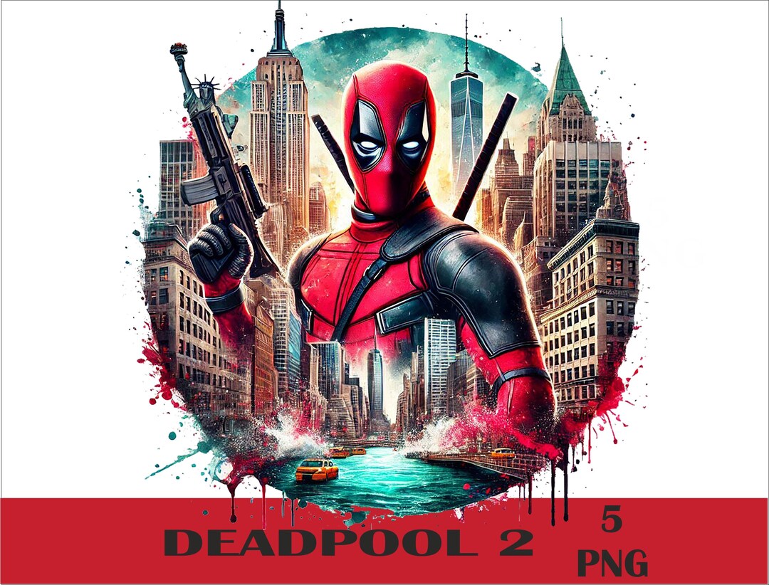 Set of 5 PNG Watercolor Splash DEADPOOL Png Digital Images for Printing ...