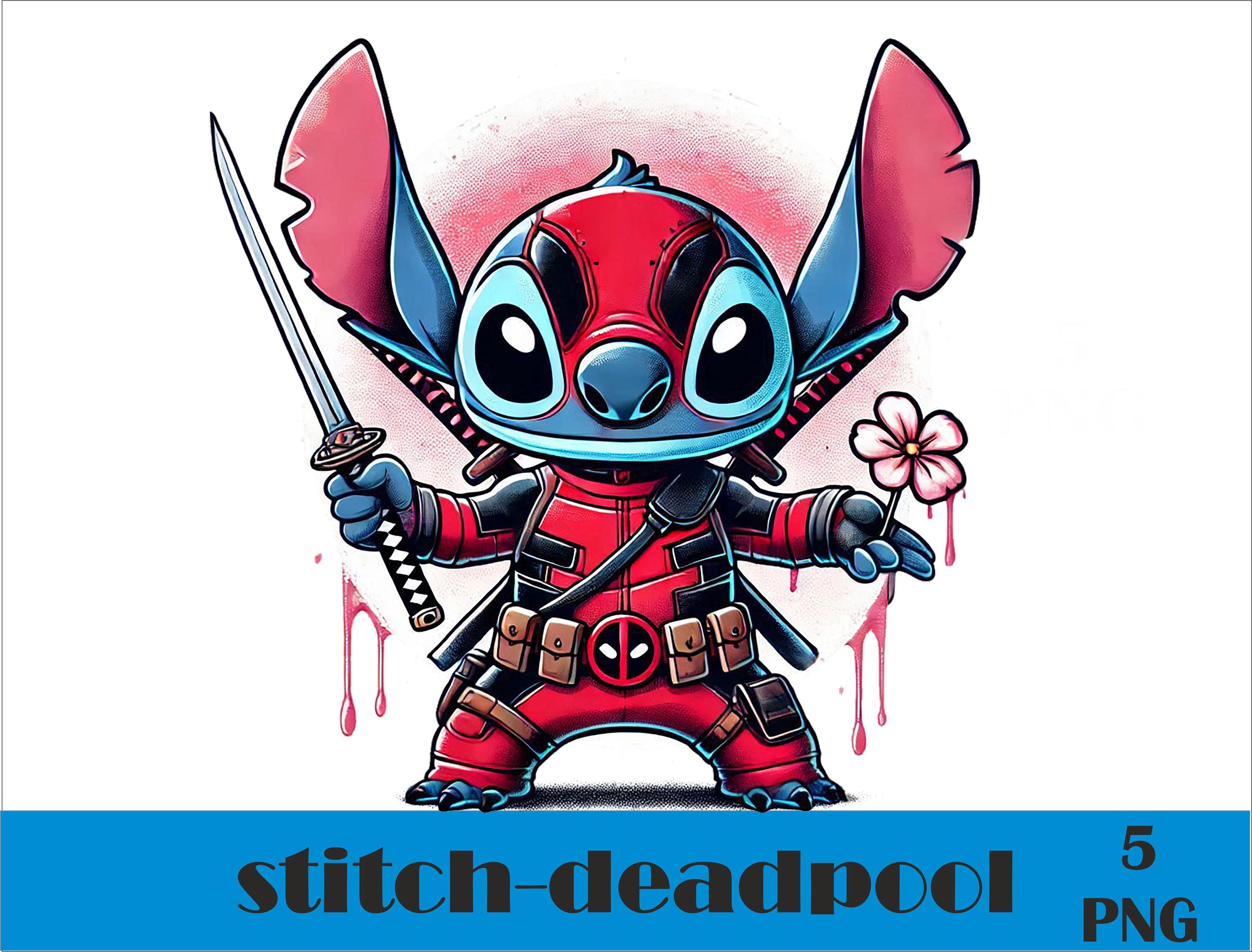 Set of 5 PNG Watercolor Splash STITCH DEADPOOL Png Digital Images for ...