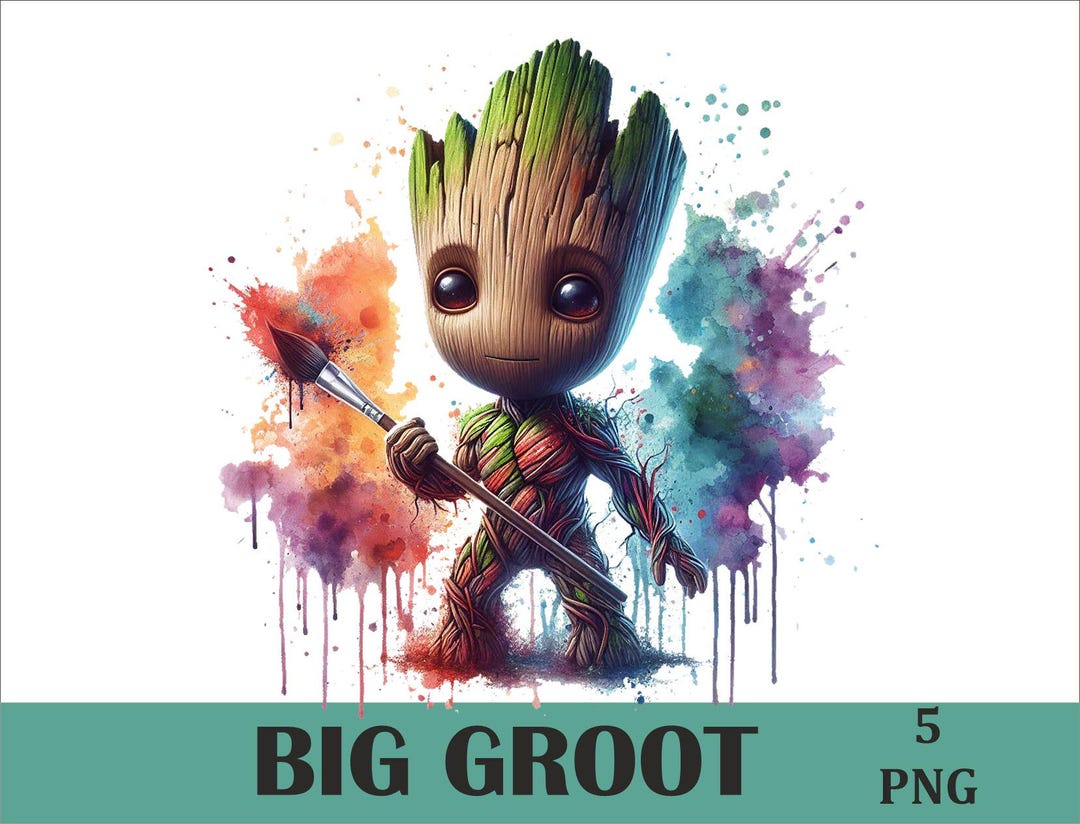 Set of 5 PNG Watercolor Splash BIG GROOT Png Digital Images for ...