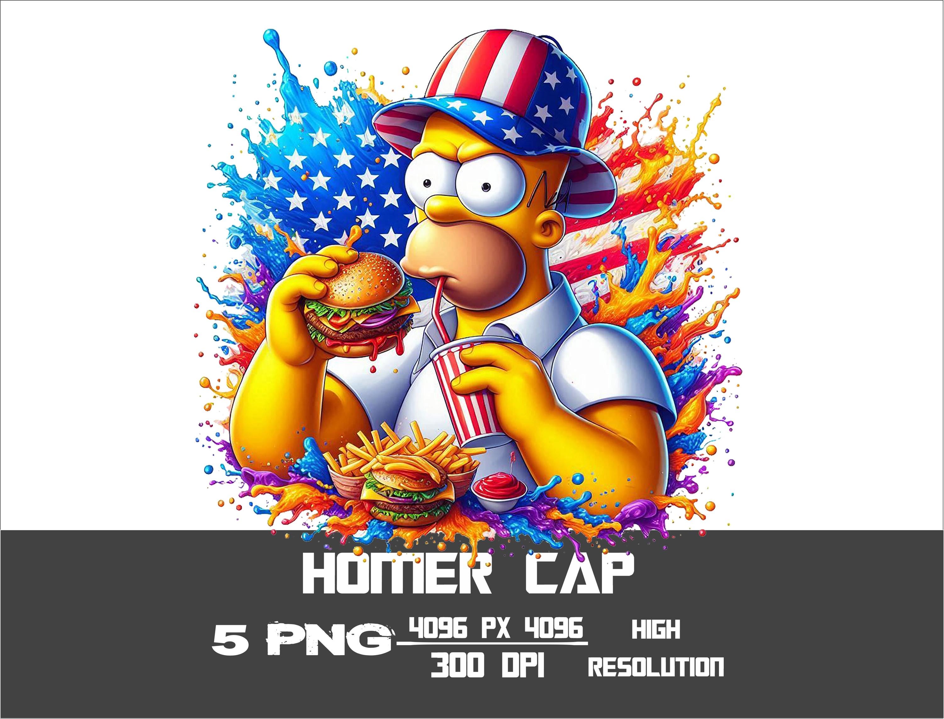 Homer Simpson Cap Set of 5 PNG Watercolor Splash Png Digital Images for ...