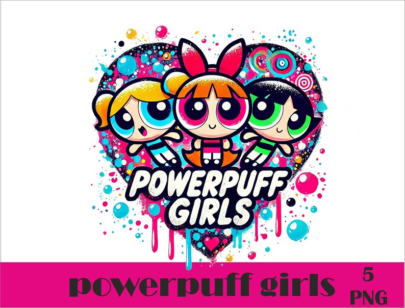 Set of 5 PNG Watercolor Splash POWERPUFF GİRLS Png Digital Images for ...