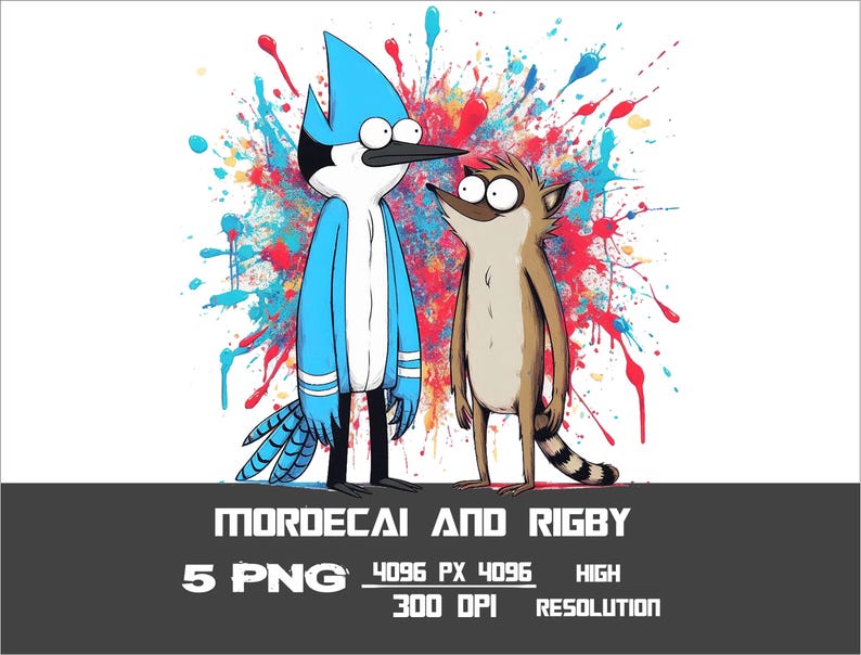 Morkeday Rigby Set of 5 PNG Watercolor Splash Png Digital Images for ...