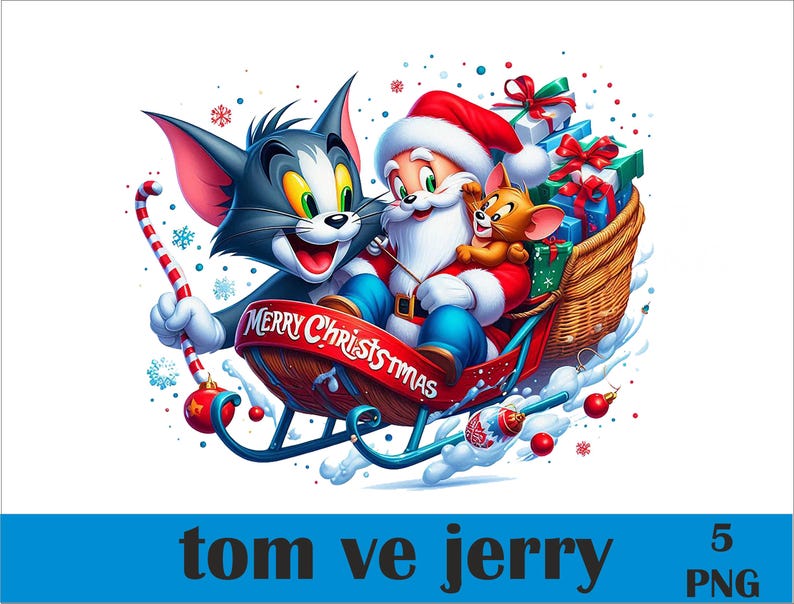 Set of 5 PNG Watercolor Splash Tom Ve Jerry Png Digital Images for ...