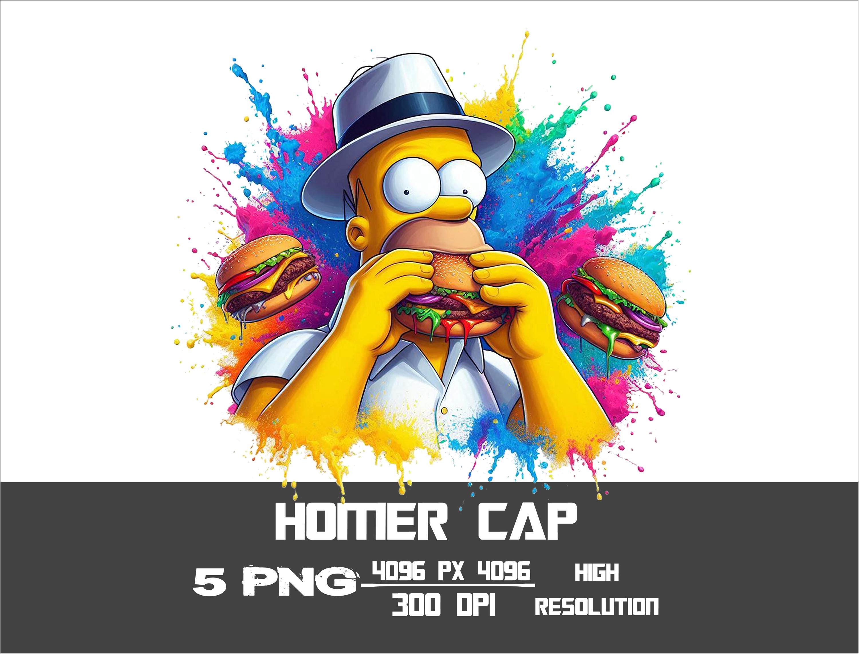 Homer Simpson Cap Set of 5 PNG Watercolor Splash Png Digital Images for ...