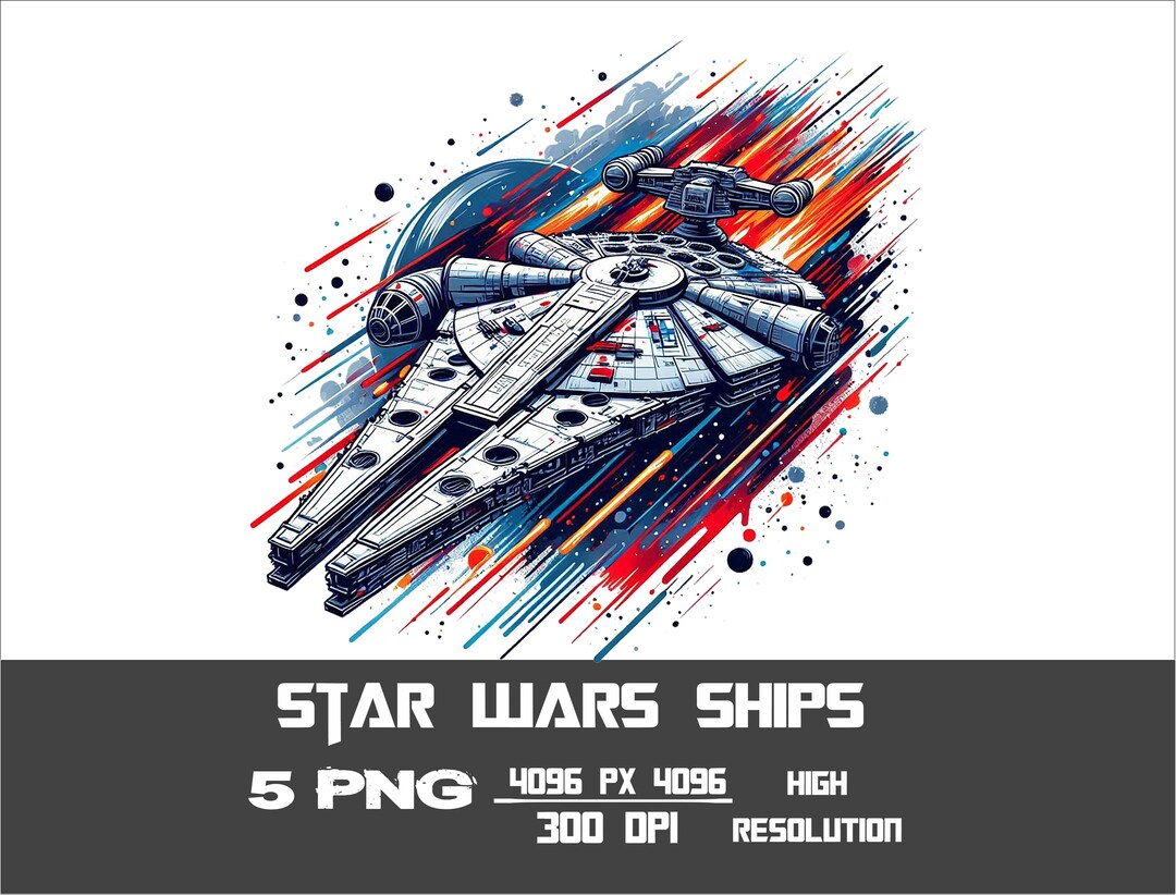 Star Wars Shıps Set of 5 PNG Watercolor Splash Png Digital Images for ...