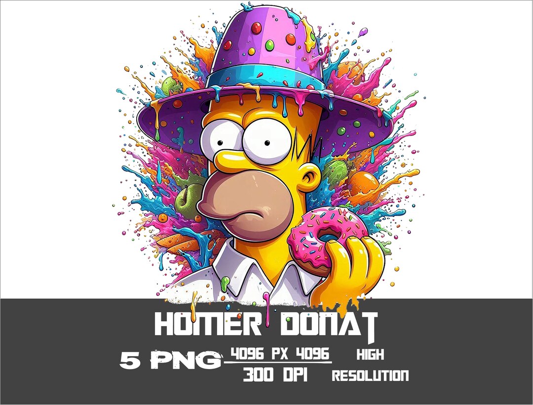Homer Simpson Set of 5 PNG Watercolor Splash Png Digital Images for ...