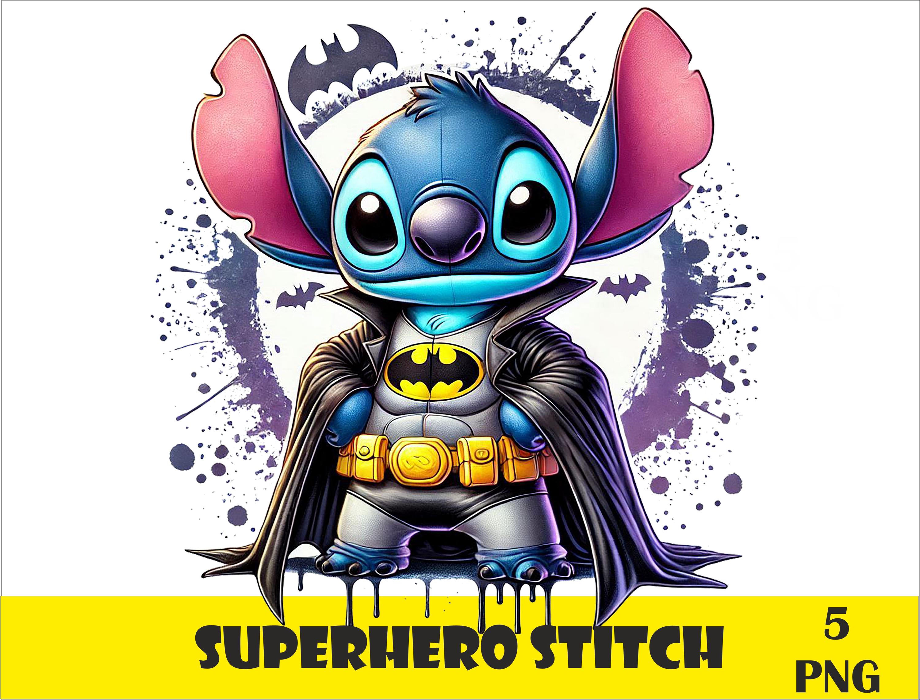 Set of 5 PNG Watercolor Splash SUPERHERO STITCH Png Digital Images for ...