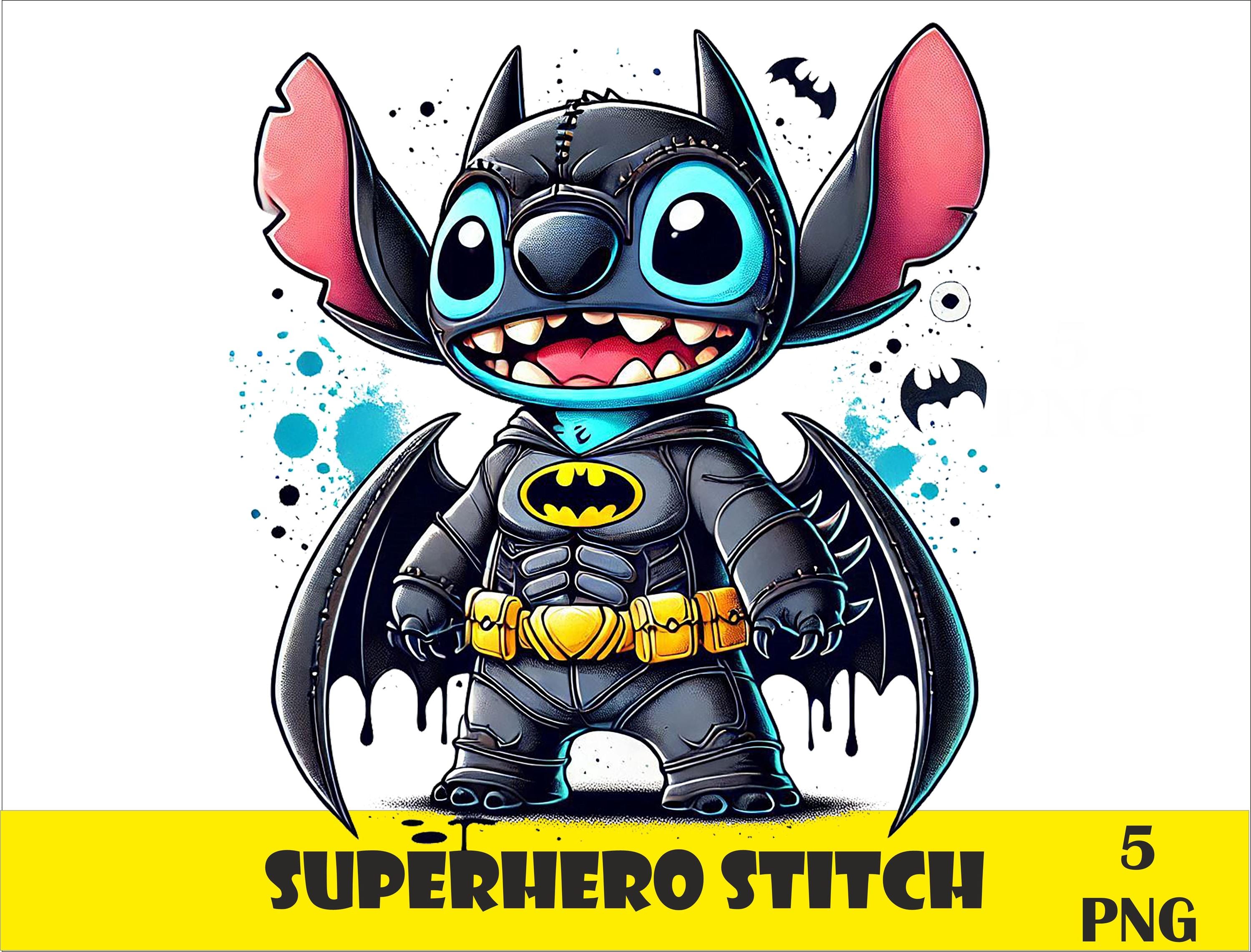 Set of 5 PNG Watercolor Splash SUPERHERO STITCH Png Digital Images for ...