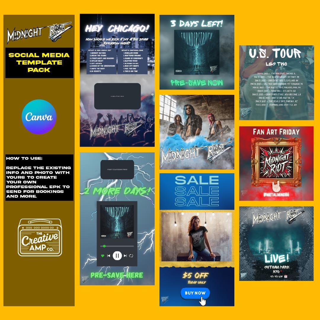 Customizable Band Promotion Template Pack for Instagram & Stories ...