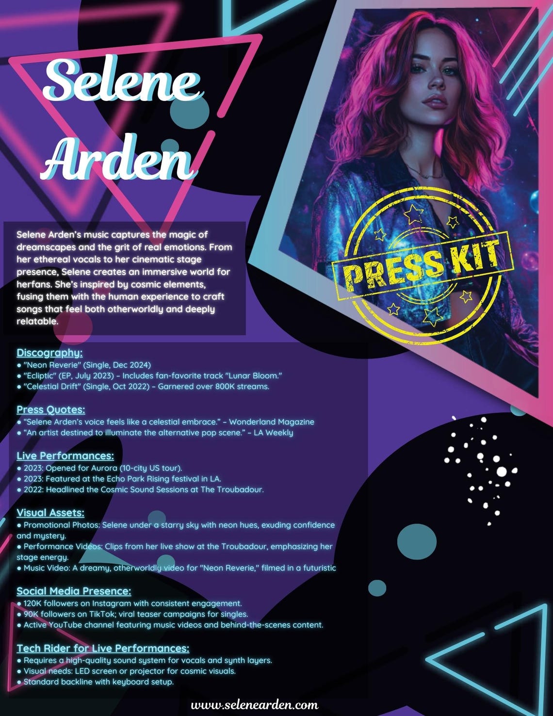 Customizable Artist EPK Template for Canva | Musician Press Kit ...