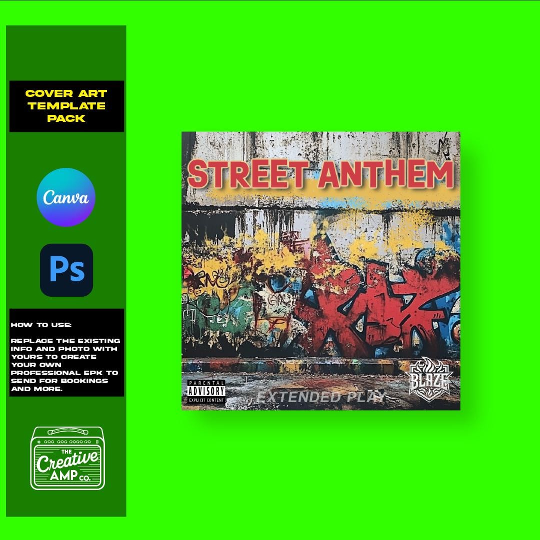 Street Anthem Album Cover Template | Bold Urban Graffiti Design for Rap ...
