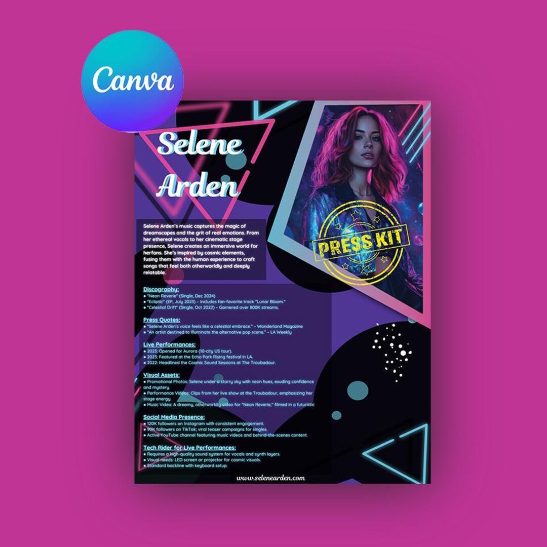 Customizable Artist EPK Template for Canva Musician Press Kit Editable ...