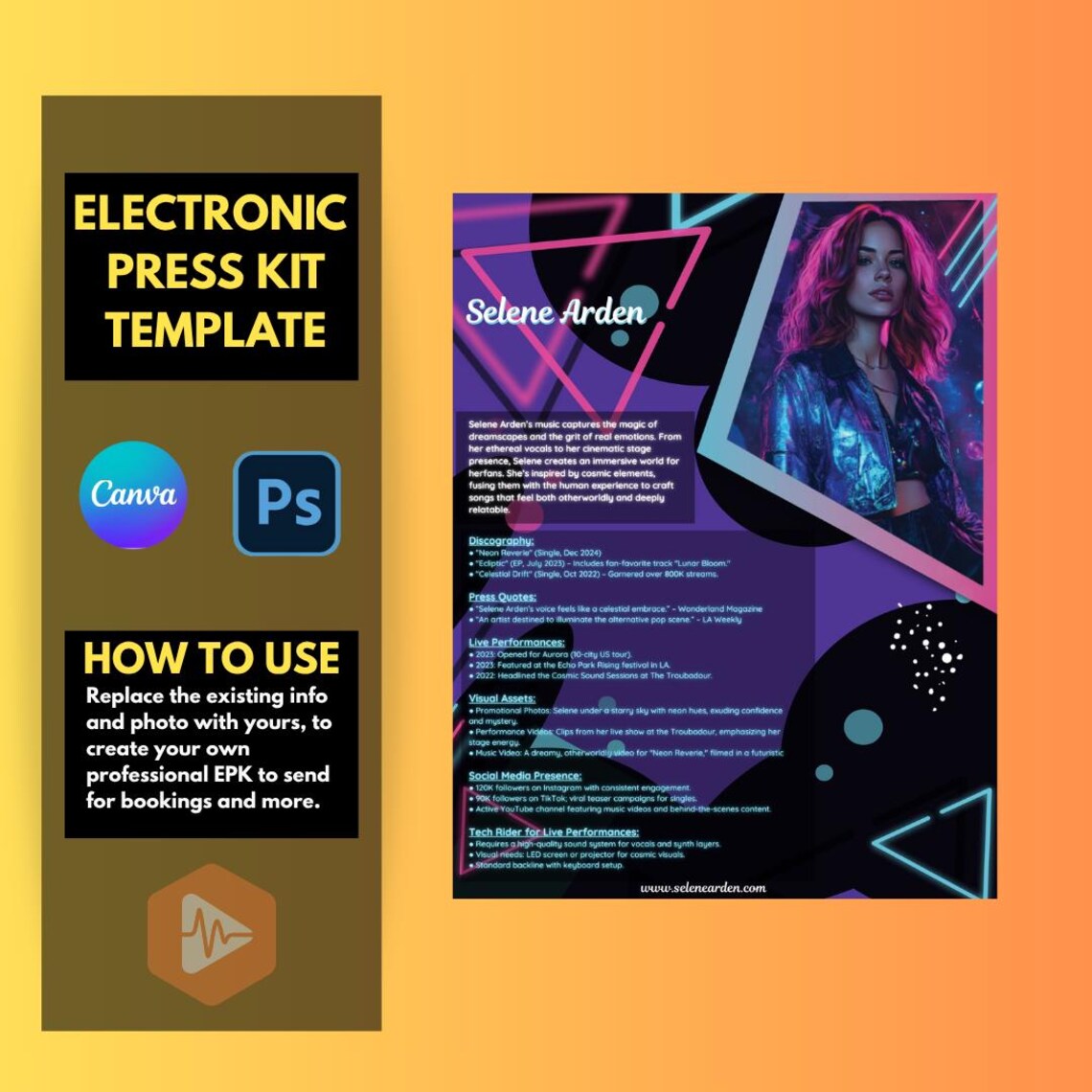 Customizable Artist EPK Template for Canva | Musician Press Kit ...