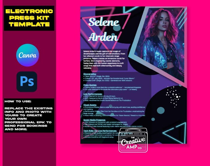 Customizable Artist EPK Template for Canva | Musician Press Kit ...
