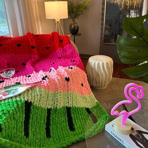 Watermelon Inspired Handmade Chunky Knit Blanket - Etsy