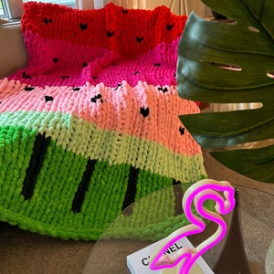 Watermelon Inspired Handmade Chunky Knit Blanket - Etsy