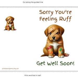 Printable Get Well Soon Card, Dog Get Well Card, Cute Get Well Card ...