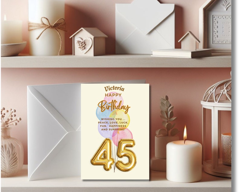 Printable 45th Birthday Card, Customized Card, Made to Order ...