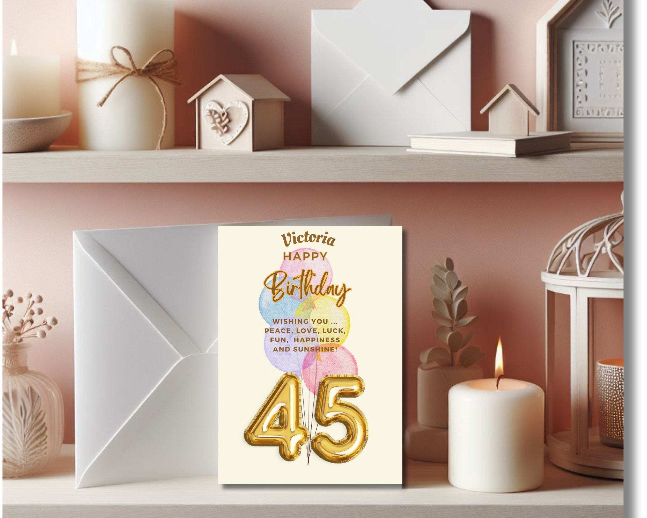 Printable 45th Birthday Card, Customized Card, Made to Order ...