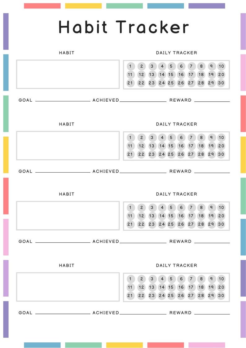 Simple Printable Habit Tracker Template Editable Canva Link Download ...