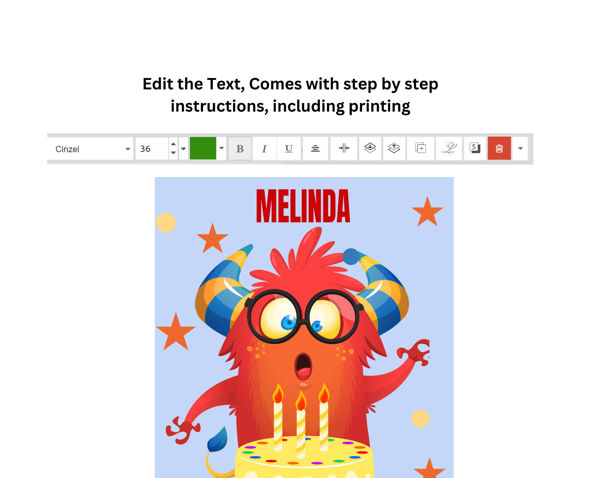 Editable Printable Monster Birthday Card Custom Birthday Card ...
