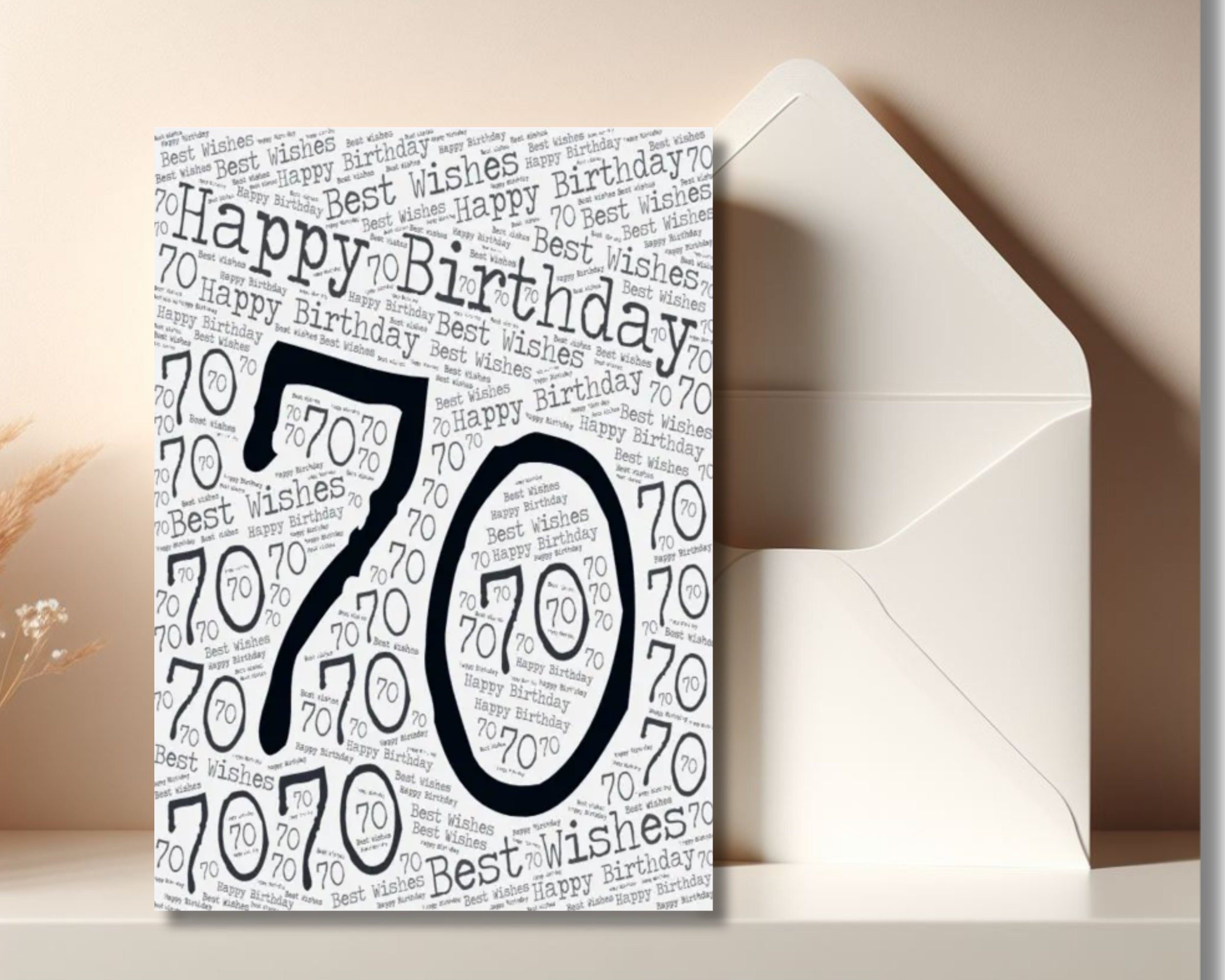 70th Birthday Card, Printable Birthday Card, Milestone Card, 70th ...