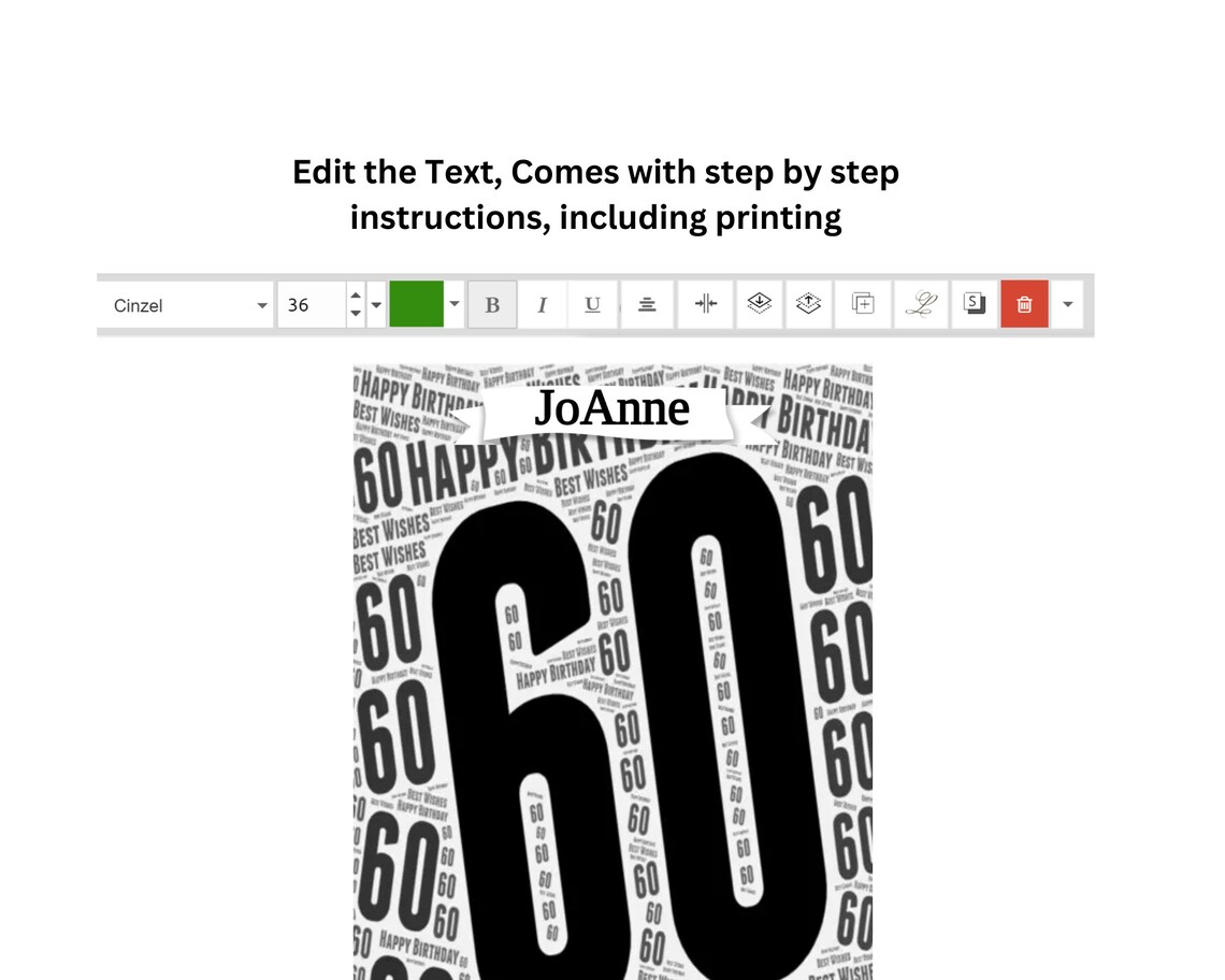 Editable Printable 60th Birthday Card Printable Birthday Card 60th ...