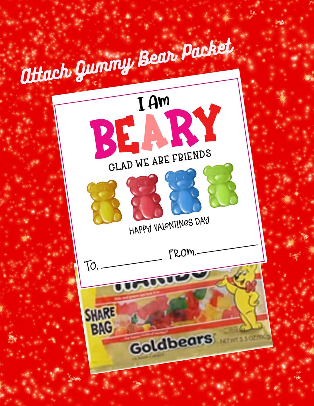 Printable. Valentines Gummy Bear Valentine Cards School Valentine Bear ...