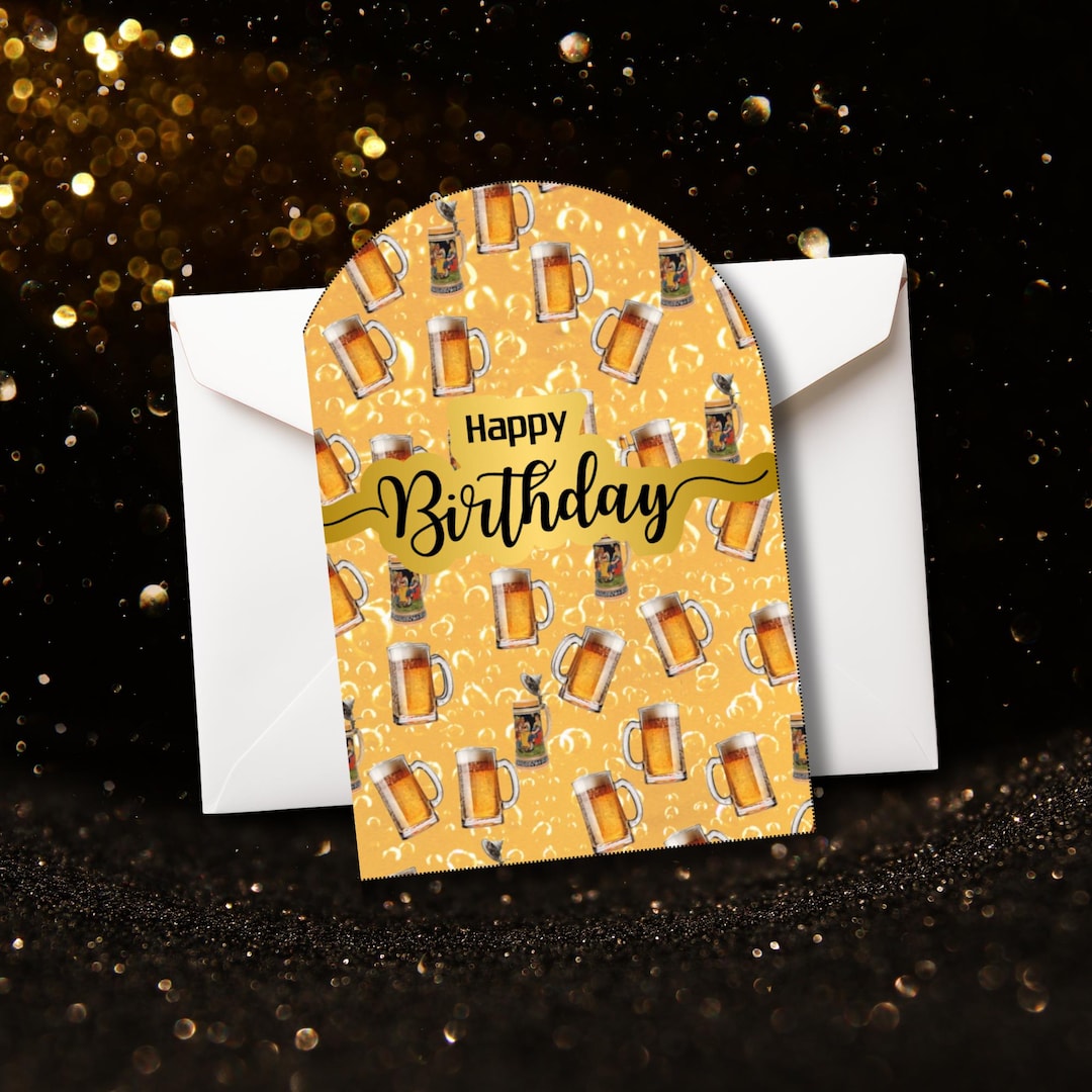 Beer Happy Birthday Printable Greeting Card Pints of Beer Birthday Card ...