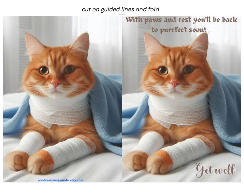 Printable Get Well Soon Card Kitty Cat Get Well Card Cute Get Well Card ...