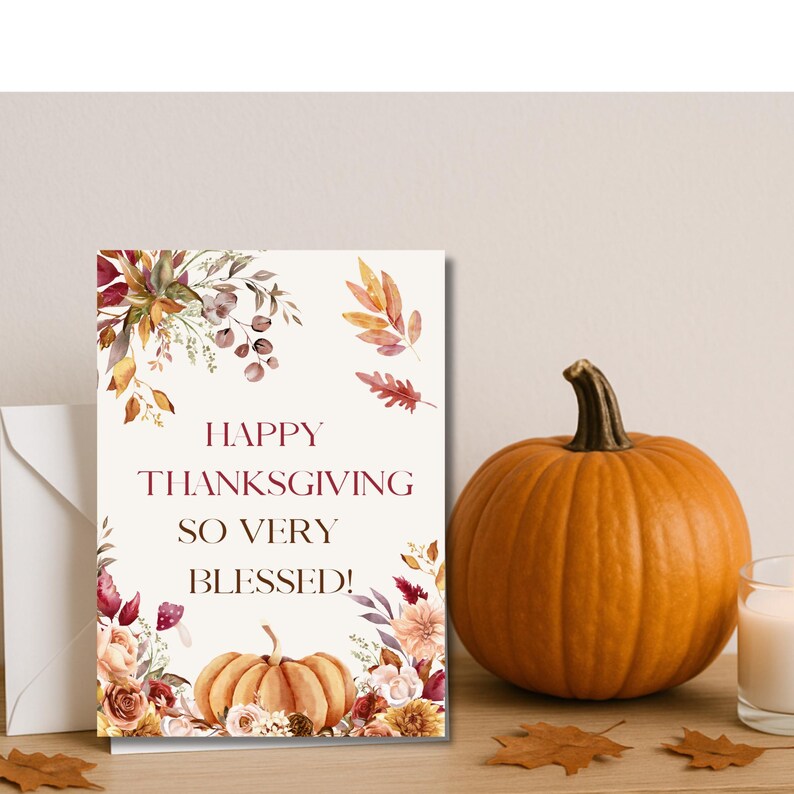 Printable Thanksgiving Card, Autumn Floral Design (digital Download) - Etsy