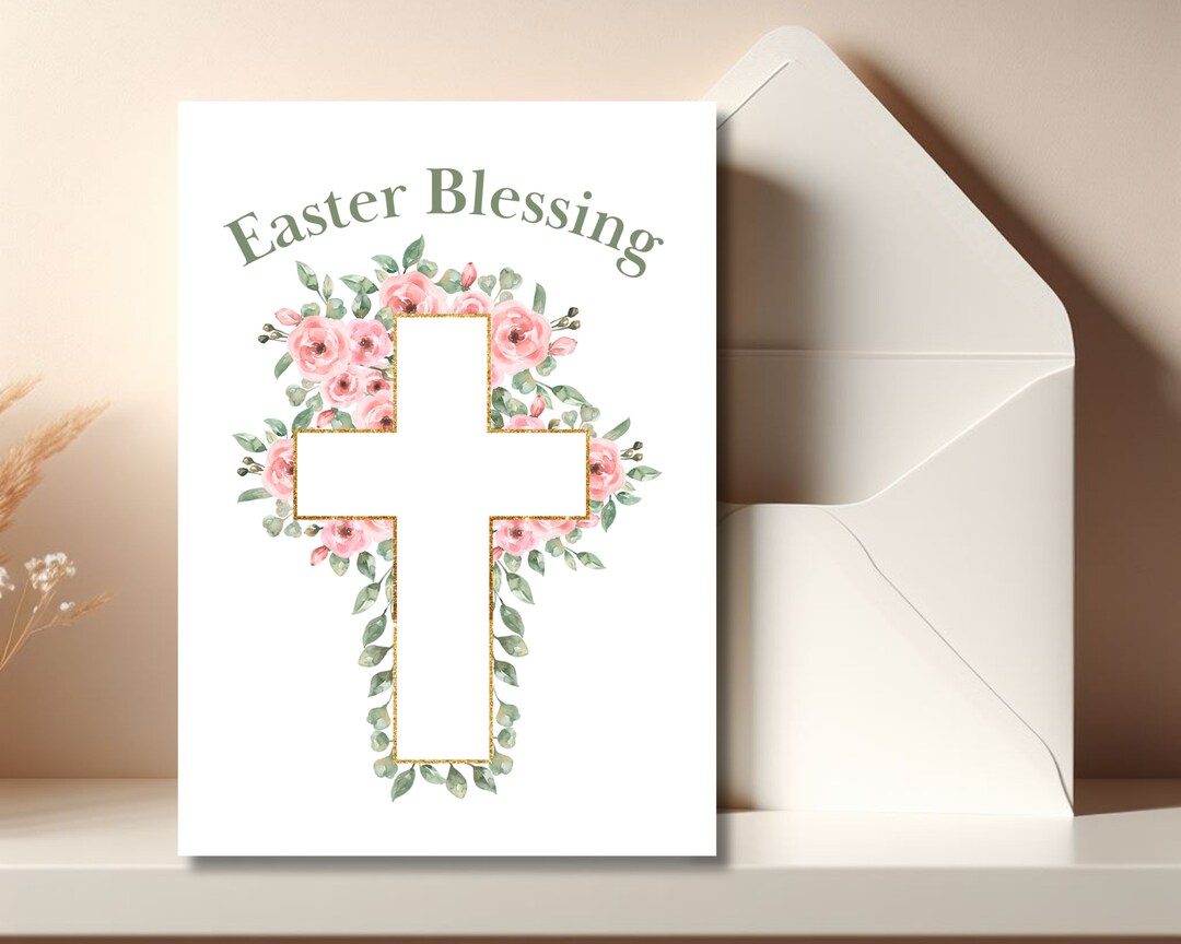 Printable Easter Cross Blessing Card, Printable Easter Cross Card ...