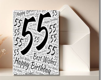 55th Birthday Card, Printable Birthday Card, 55th Birthday Printables ...