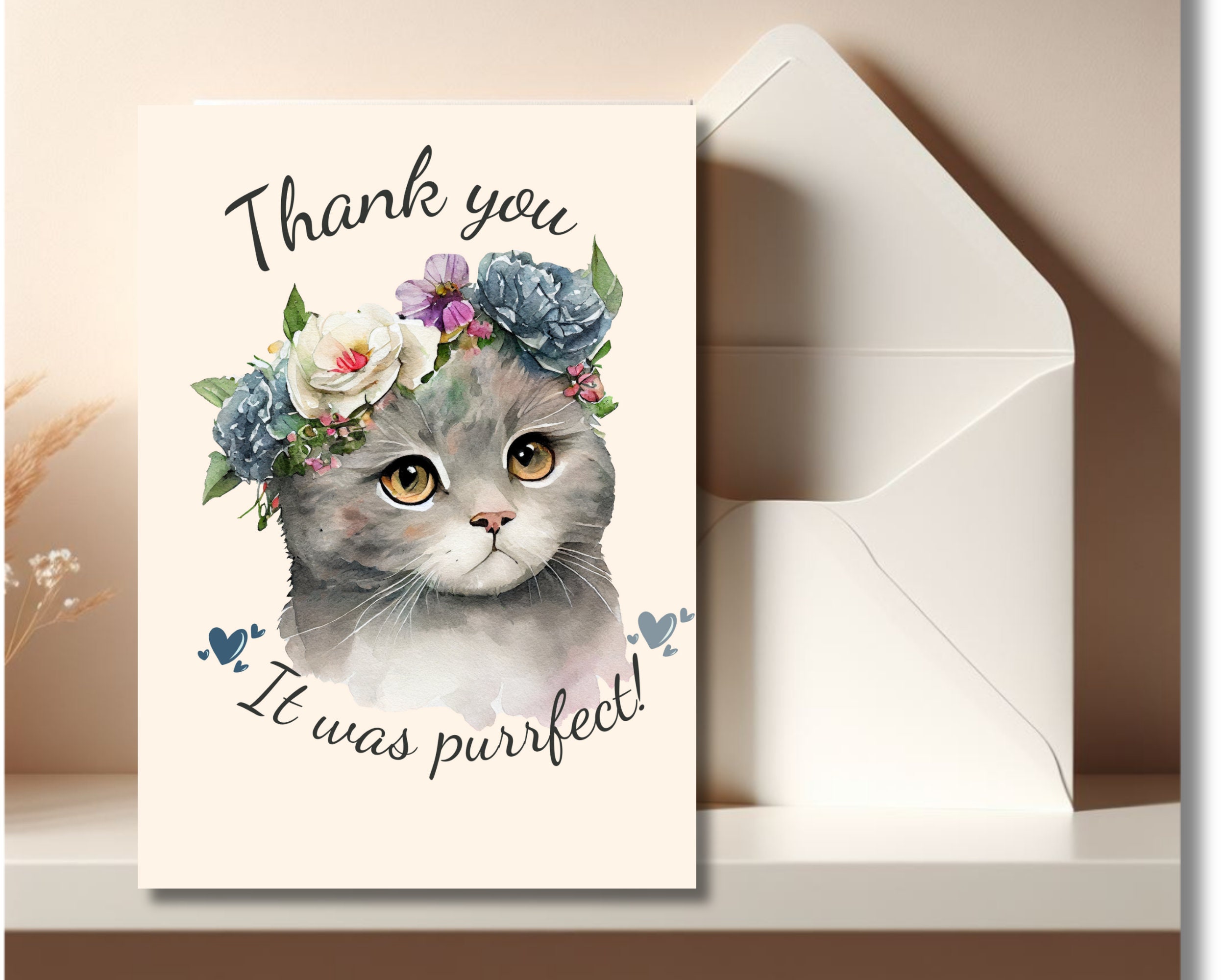 Printable Thank You Kitty Card, Thank You Card With Cat, Printable ...