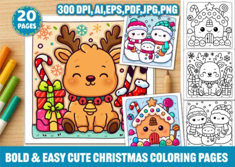 Bold and Easy Cute Christmas Coloring Pages PDF Only Keep Children Busy ...
