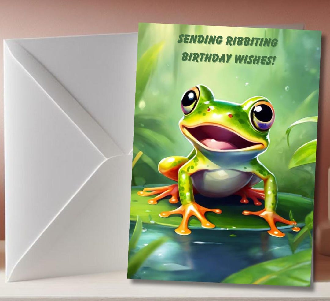 Printable Frog Birthday Card Sending Ribbiting Birthday Wishes Happy ...