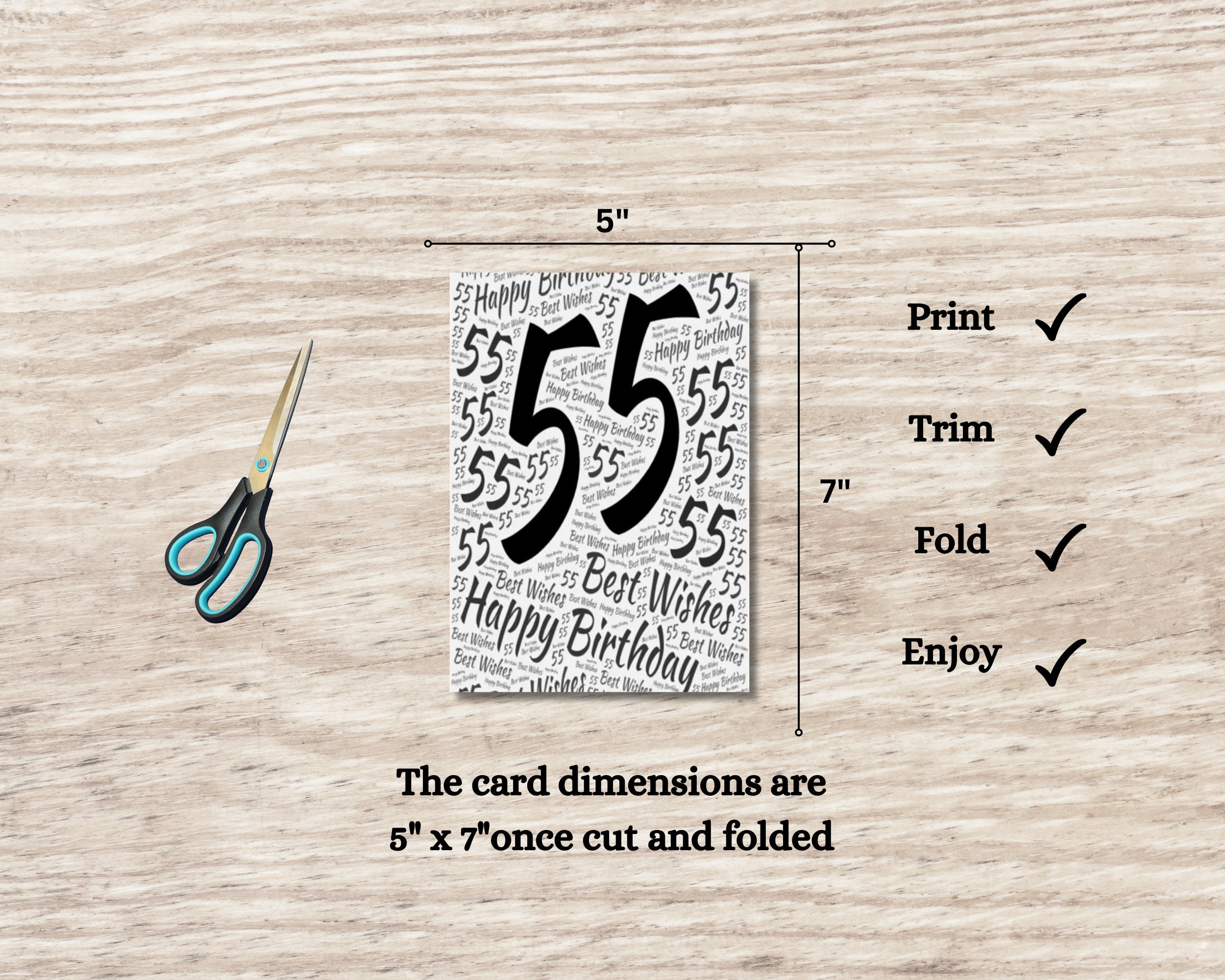 55th Birthday Card, Printable Birthday Card, Milestone Card, 55th ...