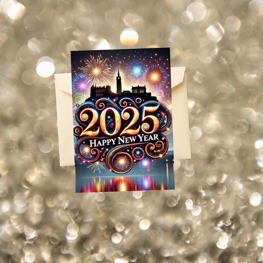 Happy New Year 2025 Printable Greeting Card Fireworks Greeting Card ...