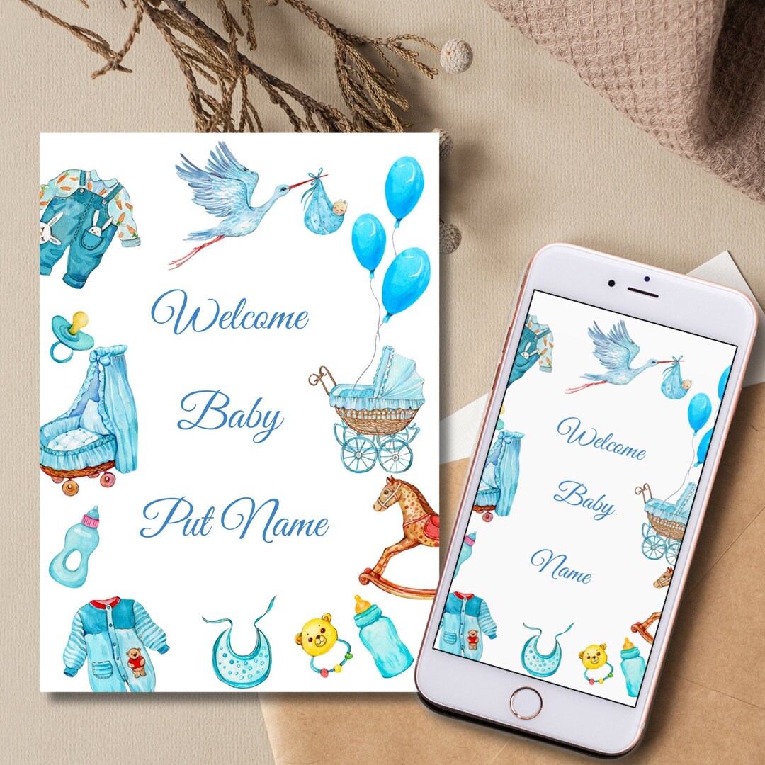 Personalized It's a Boy Card: Printable E-greeting (instant Download ...