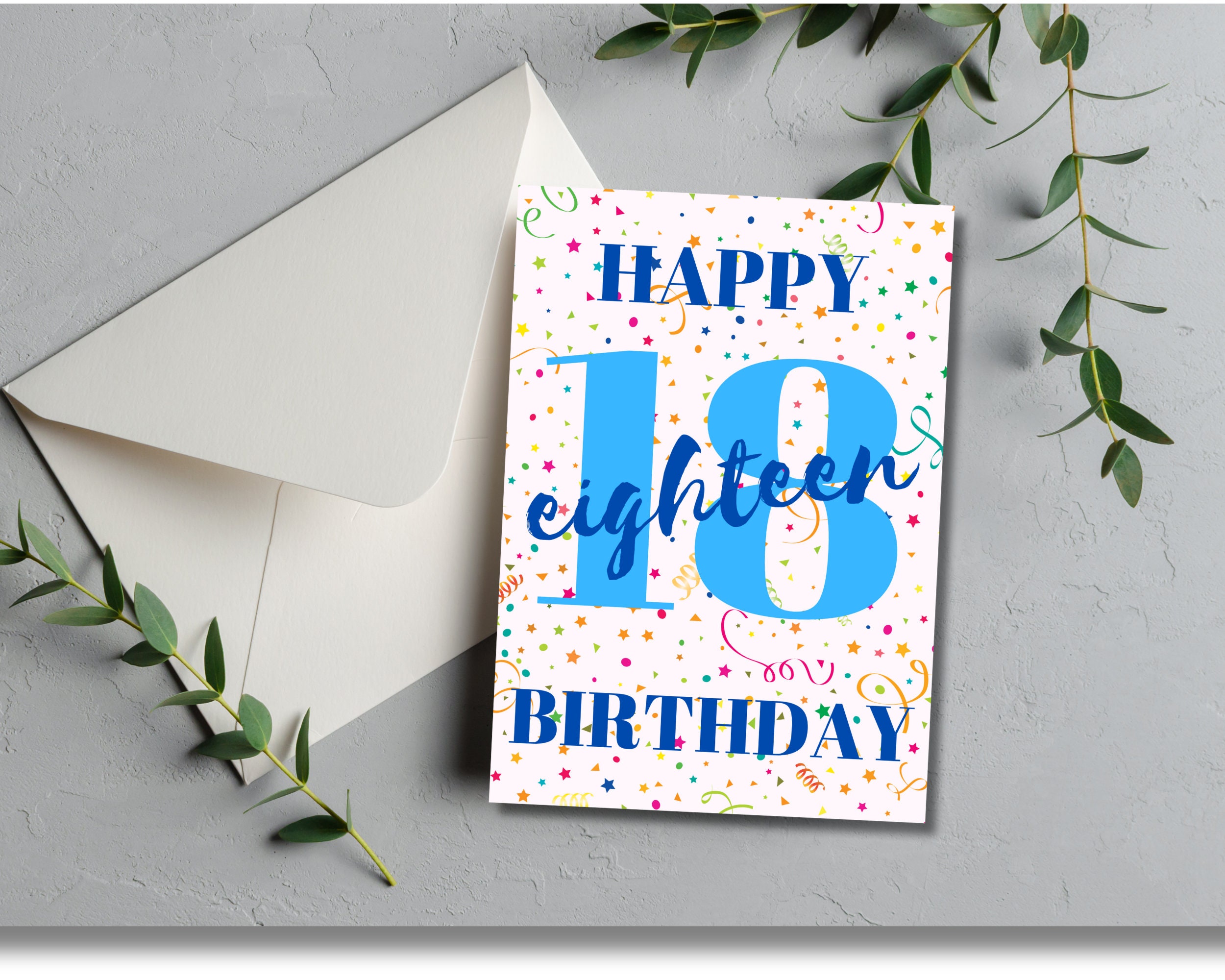 Printable 18th Birthday Card, Birthday Greeting Card, Download 18th ...