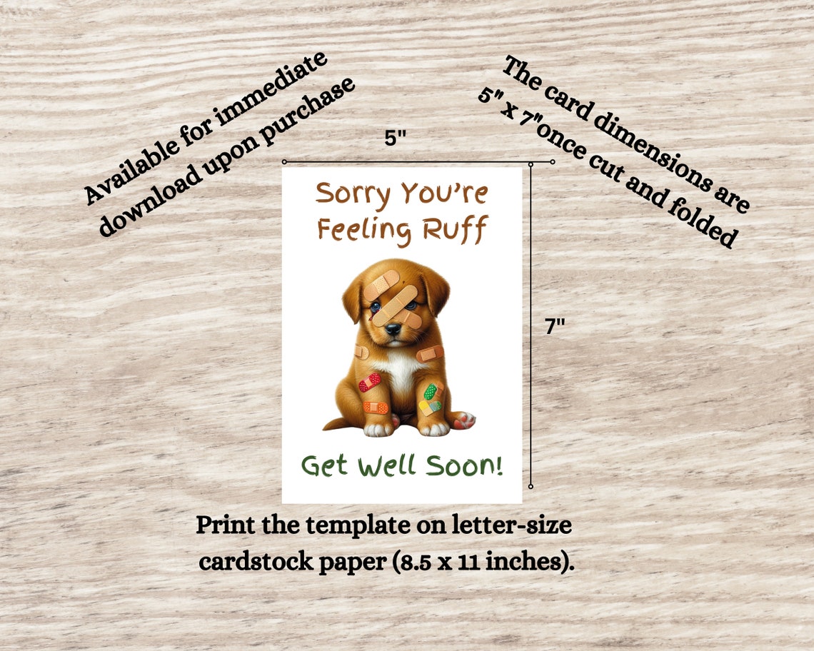 Printable Get Well Soon Card, Dog Get Well Card, Cute Get Well Card ...