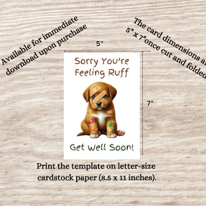 Printable Get Well Soon Card, Dog Get Well Card, Cute Get Well Card ...