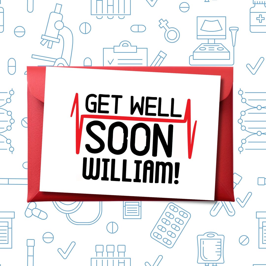 Personalized Get Well Soon Card Heartbeat Get Well Card Cute Get Well ...