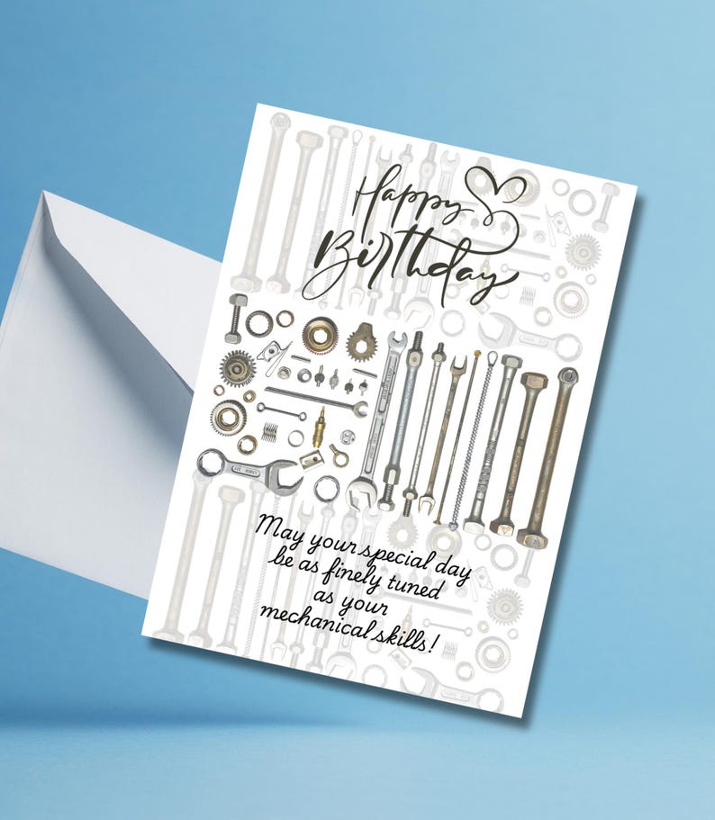 Mechanic Birthday Card: Printable Tools Design (PDF) - Etsy