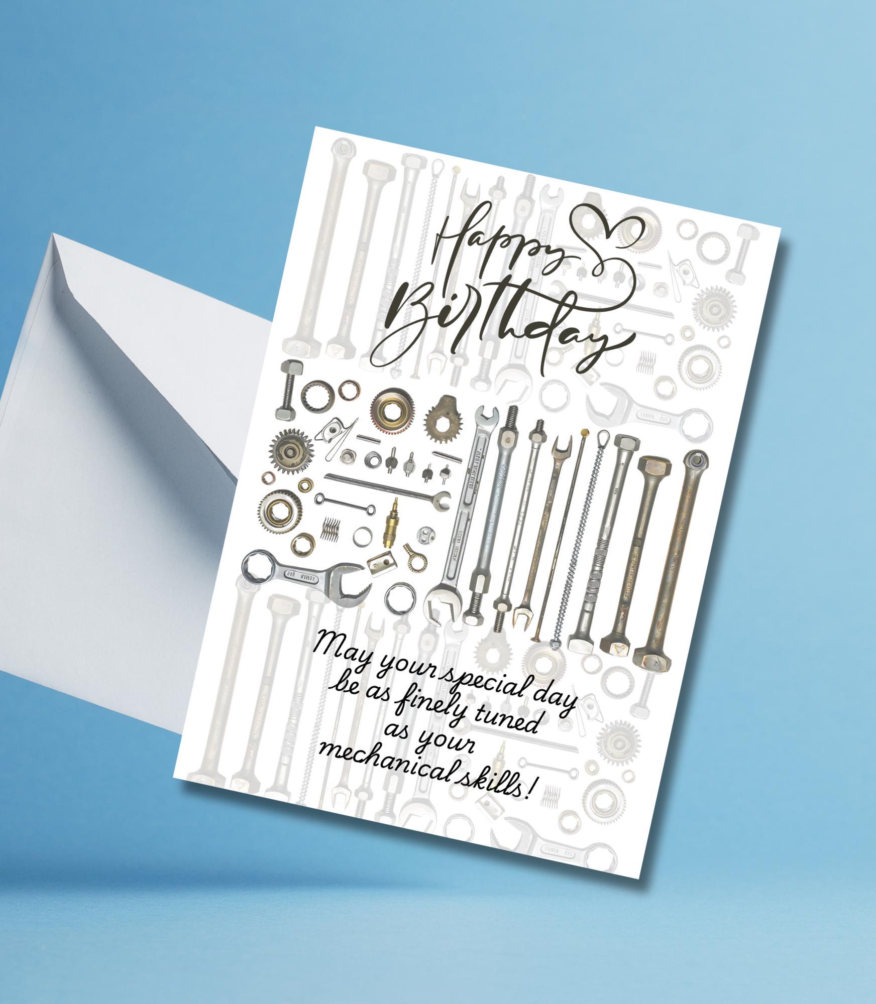 Mechanic Birthday Card: Printable Tools Design (PDF) - Etsy