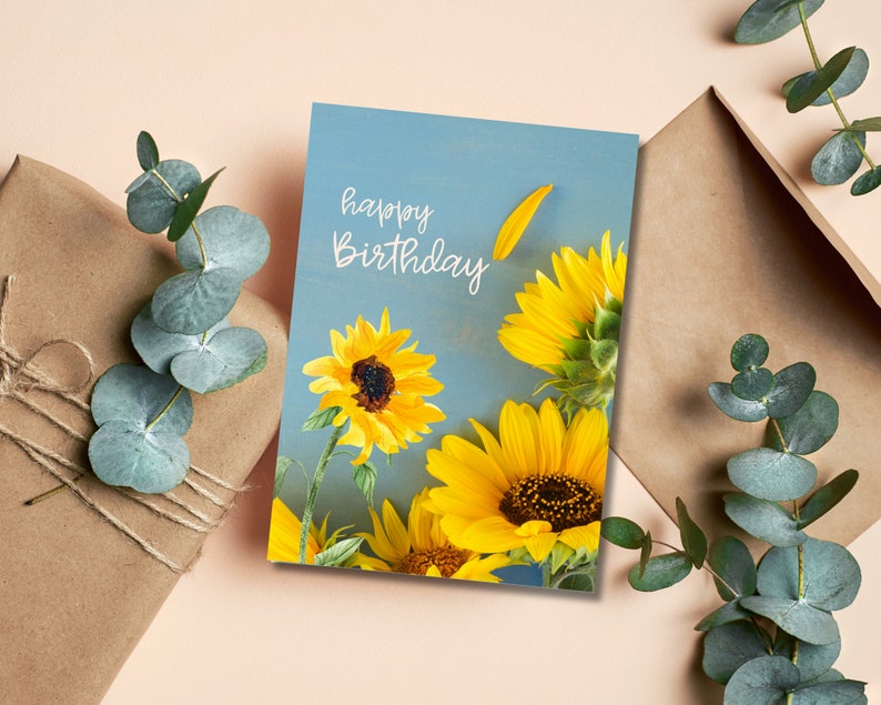 Happy Birthday Sunflower Card, Sunflowers Greeting Card, 5 X7 Printable ...